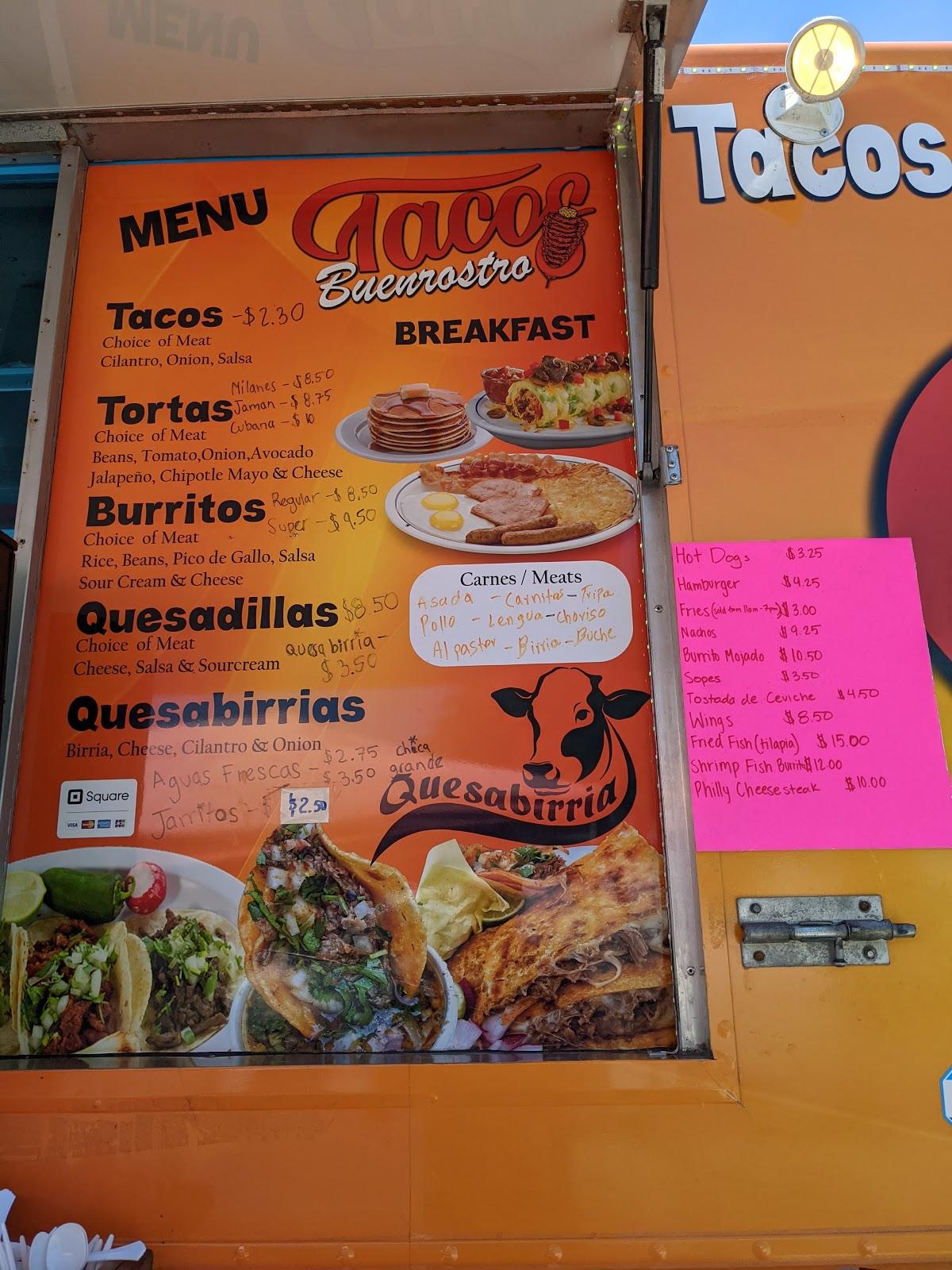 Menu at Tacos Buenrostro - Taco Truck restaurant, San Jose