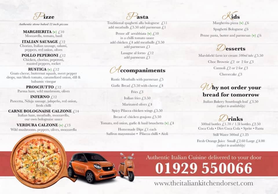 Menu at The Italian Kitchen restaurant, Wareham