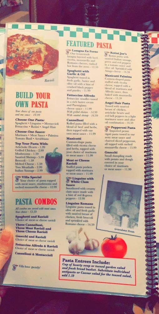 Menu at Villa Restaurant and Pizzeria, Eastpointe