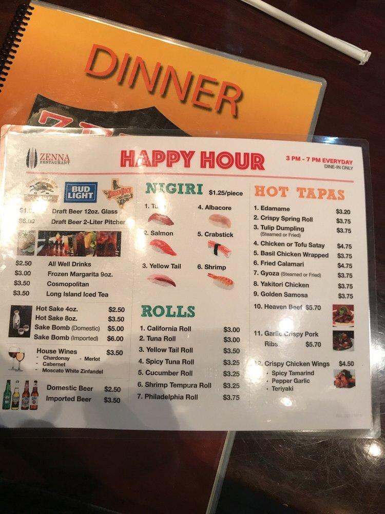 Menu at Zenna Thai & Japanese Restaurant, Plano, N Central Expy