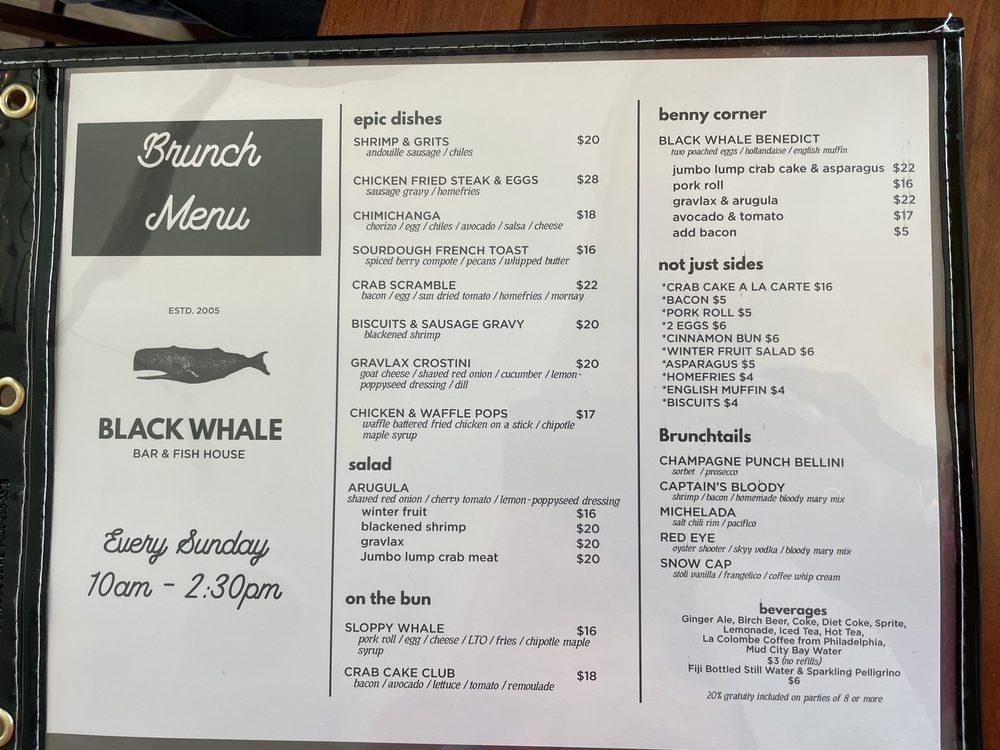 Menu at Black Whale Bar & Fish House, Beach Haven