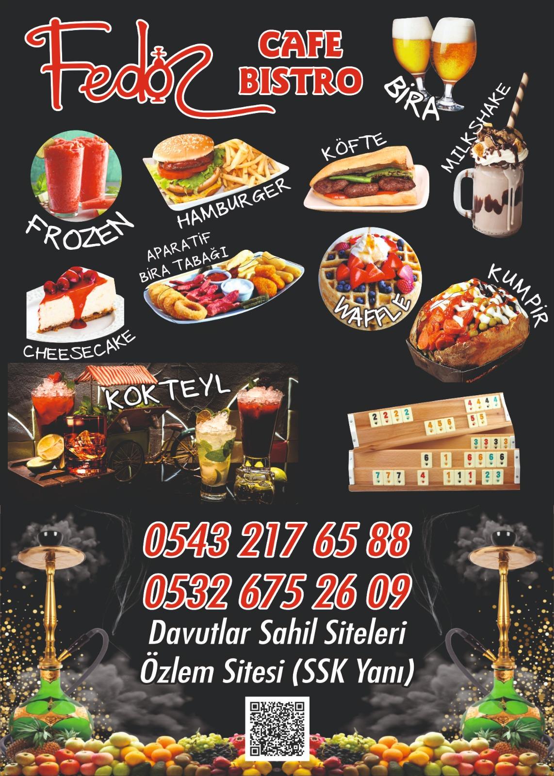 Menu at Fedo Bistro Lounge, Soğucak Köyü