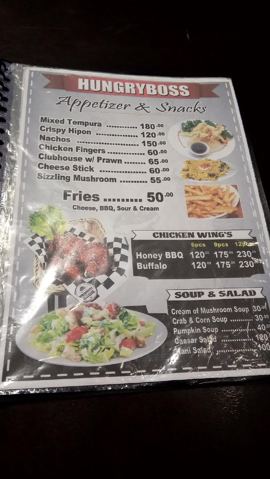Menu at Hungry Boss restaurant, Angat