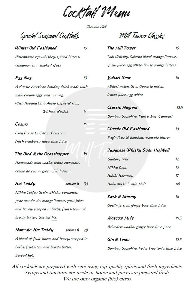 Speisekarte von Mill Tower Bar & Restaurant, Roggwil