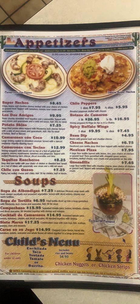 Menu at Montezuma Mexican Restaurant, Dolores, Railroad Ave