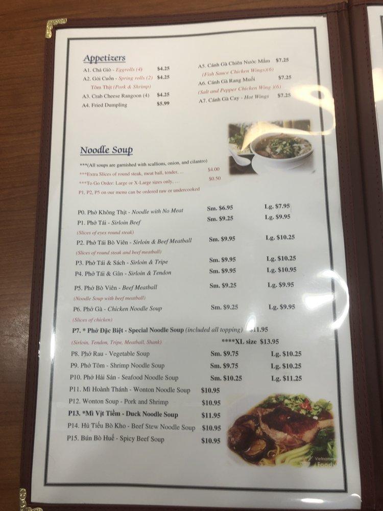 Menu at Pho Ong 8 restaurant, Wichita, E Harry St