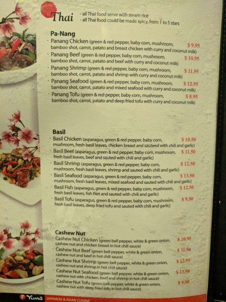 Menu at Yume Japanese & Asian Cuisine restaurant, Oxford
