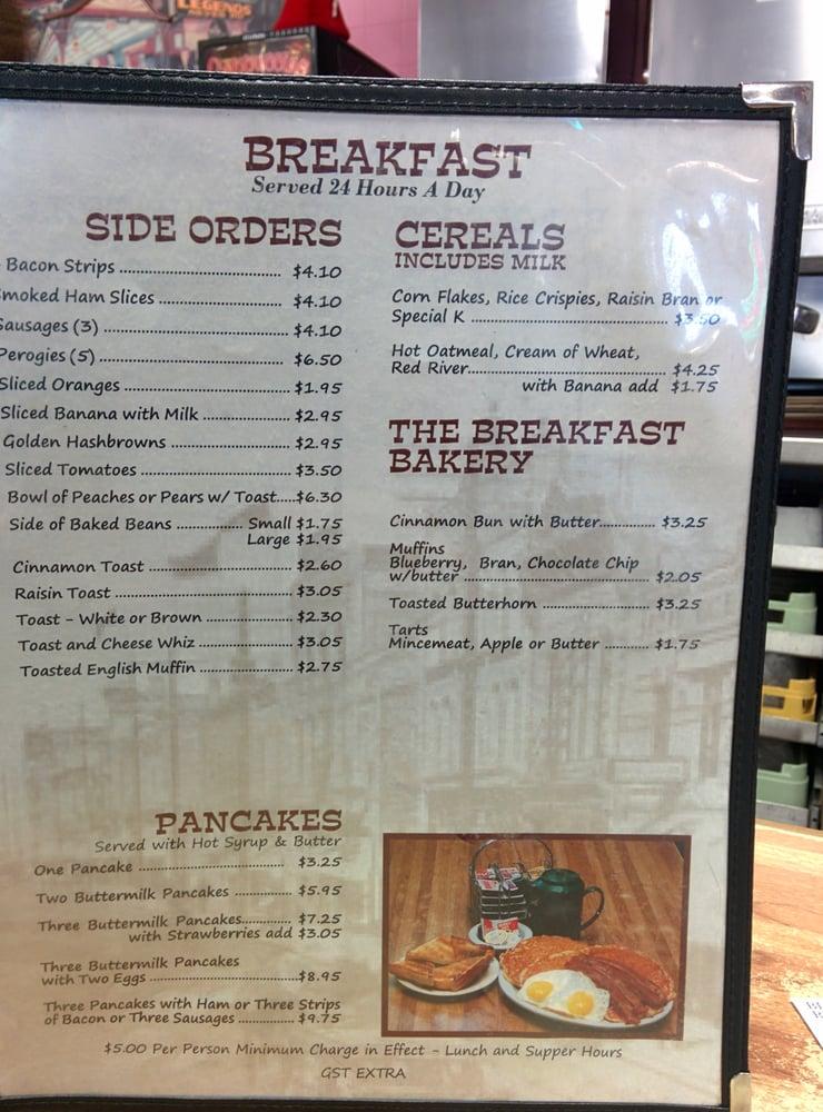 Menu at Blackfoot Truckstop Diner restaurant, Calgary