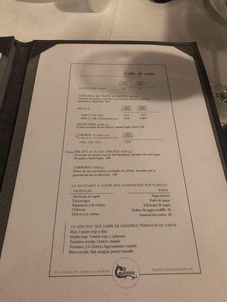 Menu at Restaurante La Casona, Chihuahua