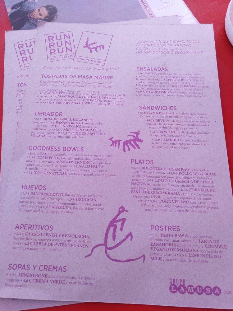 Carta de Café Run Run Run, Madrid