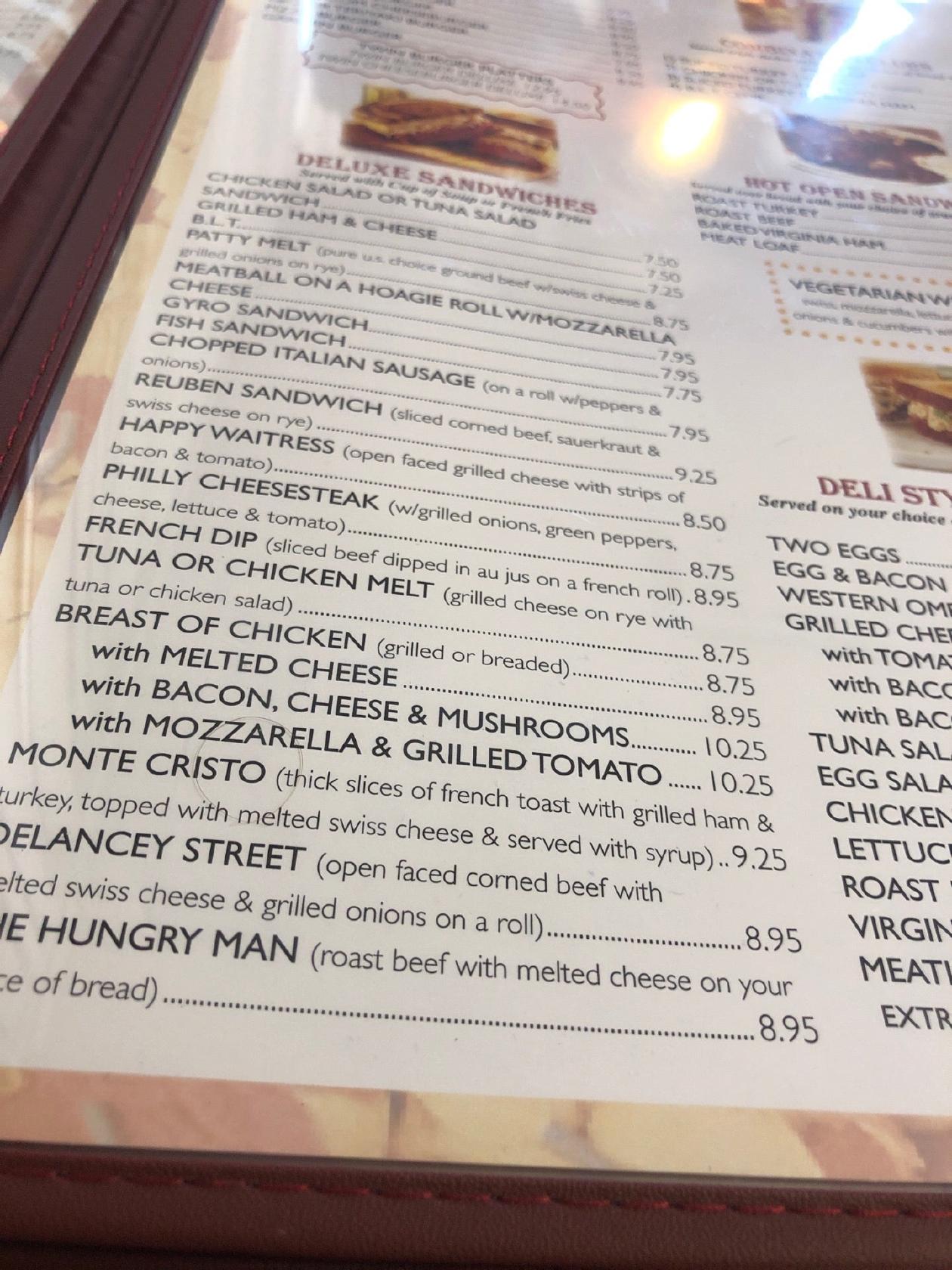 Menu at Three Coins Diner restaurant, Tampa, N Nebraska Ave