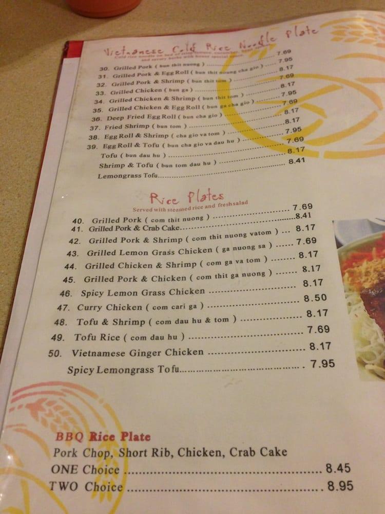 Menu at Yen's Cafe, Hilo