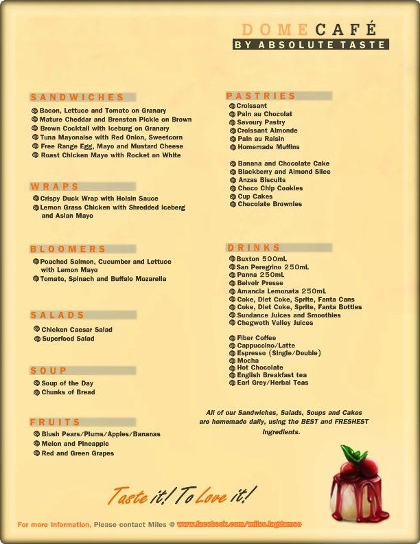 Menu at Dome cafe, Mandaluyong