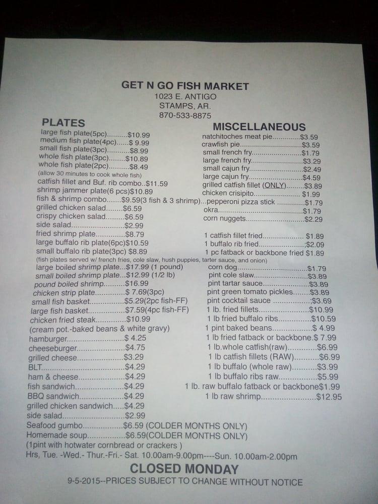 Menu at Get & Go Fish Market restaurant, Stamps