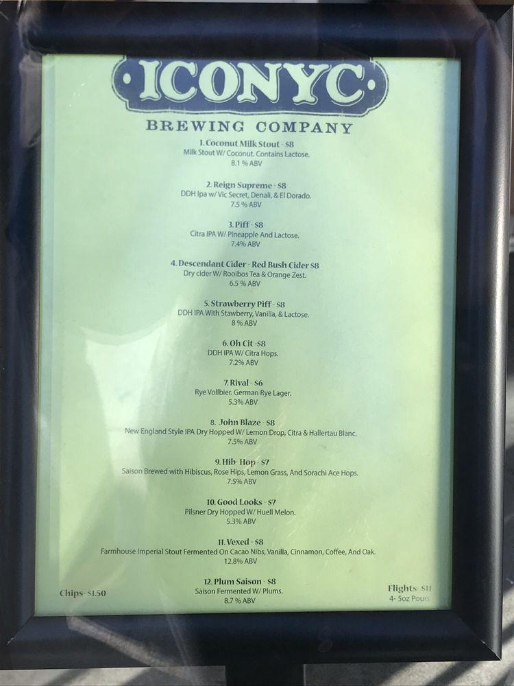 Menu at ICONYC Brewing pub & bar, New York City
