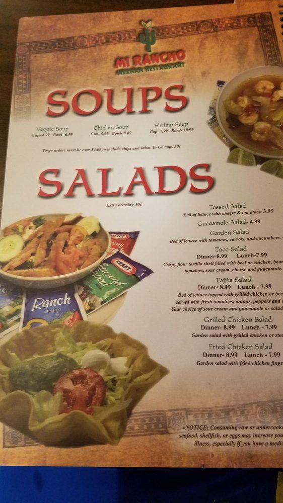 Menu at Mi Pueblo Mexican Restaurant, Aiken, Richland Ave W