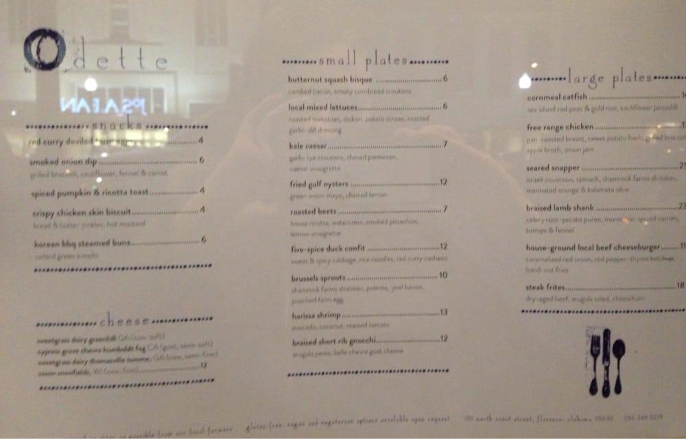 Menu at Odette pub & bar, Florence