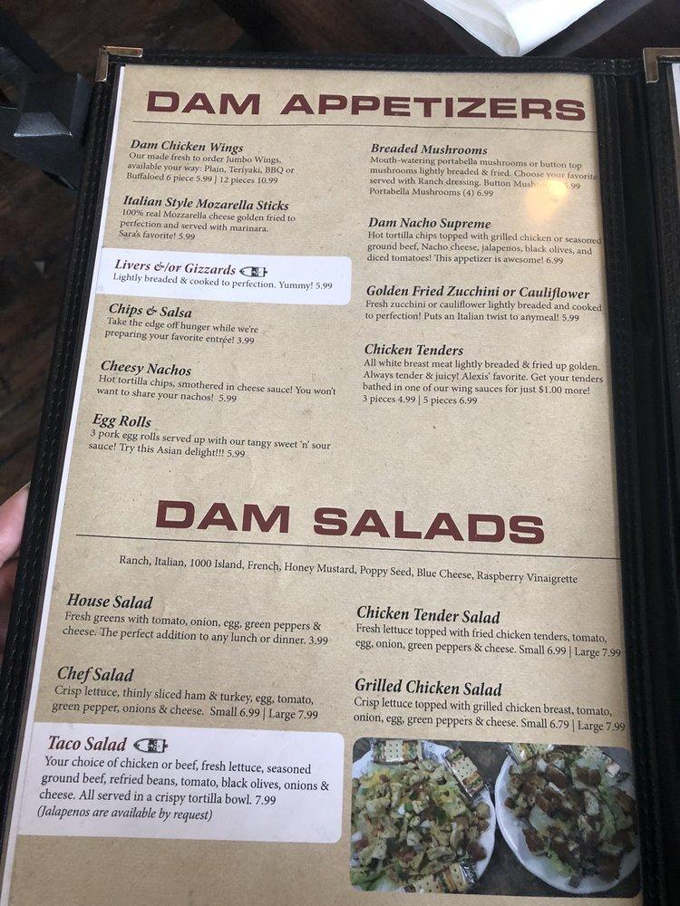 Menu at Dam Restaurant & Lounge, Warsaw, 801 Kennedy Dr
