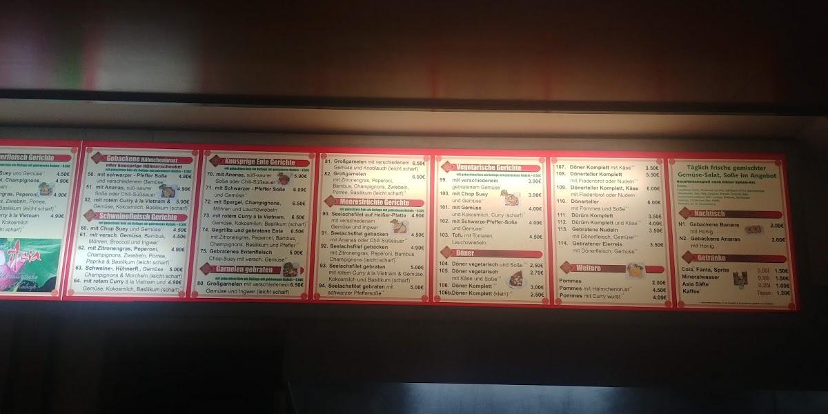 Menu at Hai Asia restaurant, Rötha