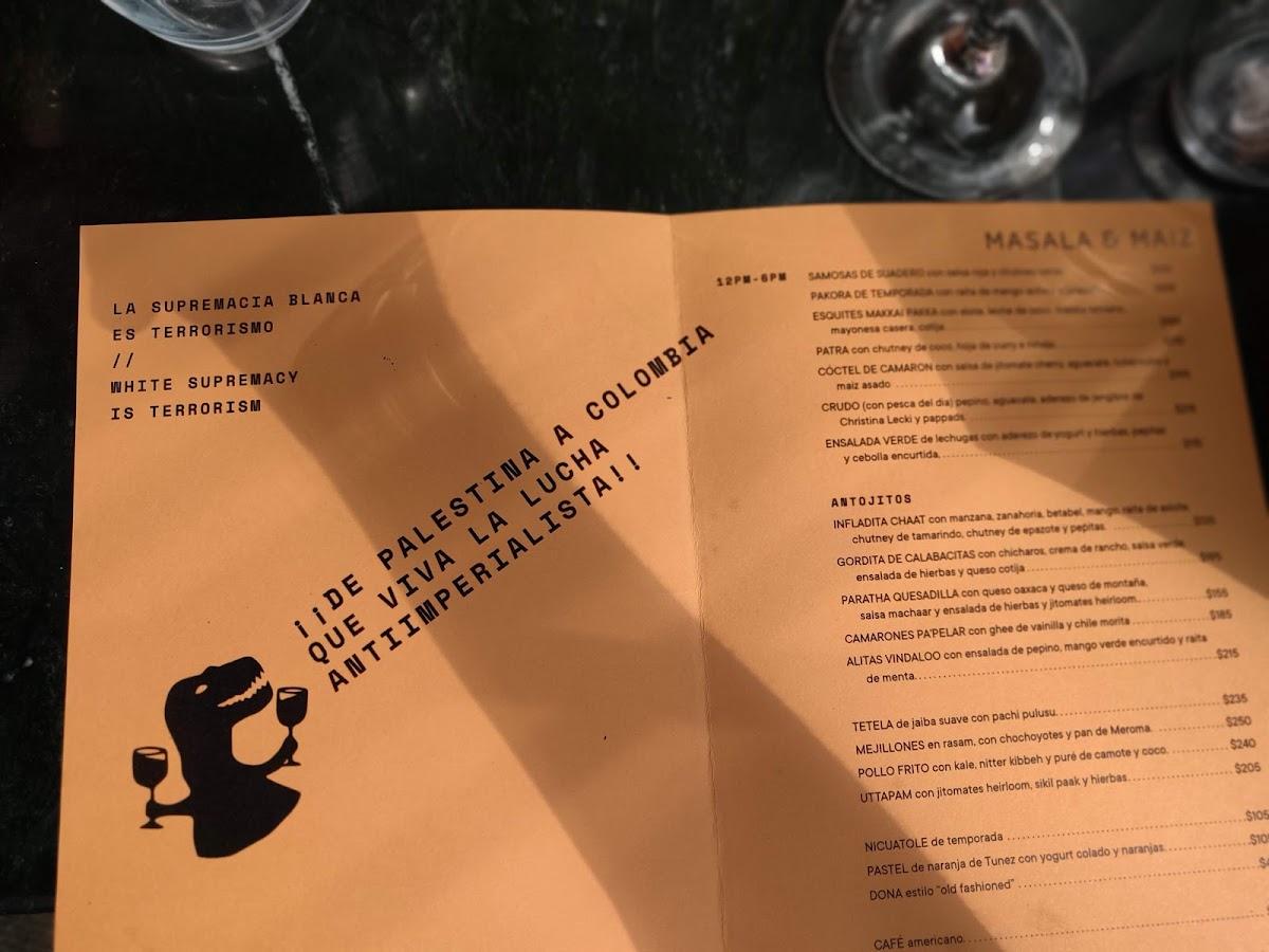 Carta del restaurante Masala y Maíz, Ciudad López Mateos, Calle ...