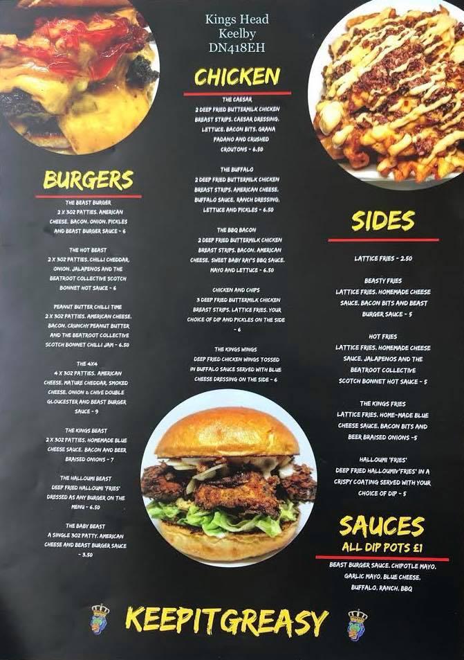 Menu at The Kings Head Keelby pub & bar, Keelby
