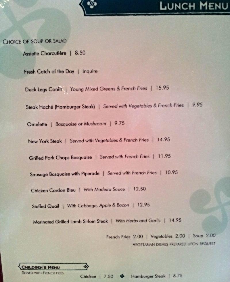 Menu at Basque Cultural Center restaurant, South San Francisco