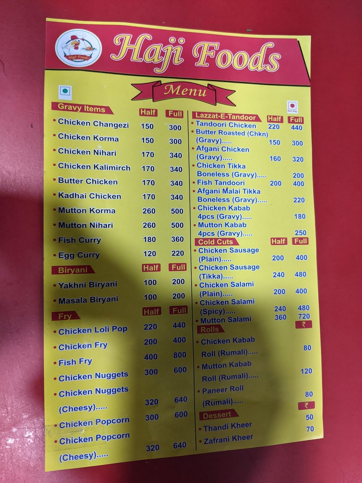 Menu at HAJI CHICKEN POINT, New Delhi, Madhu Vihar Rd
