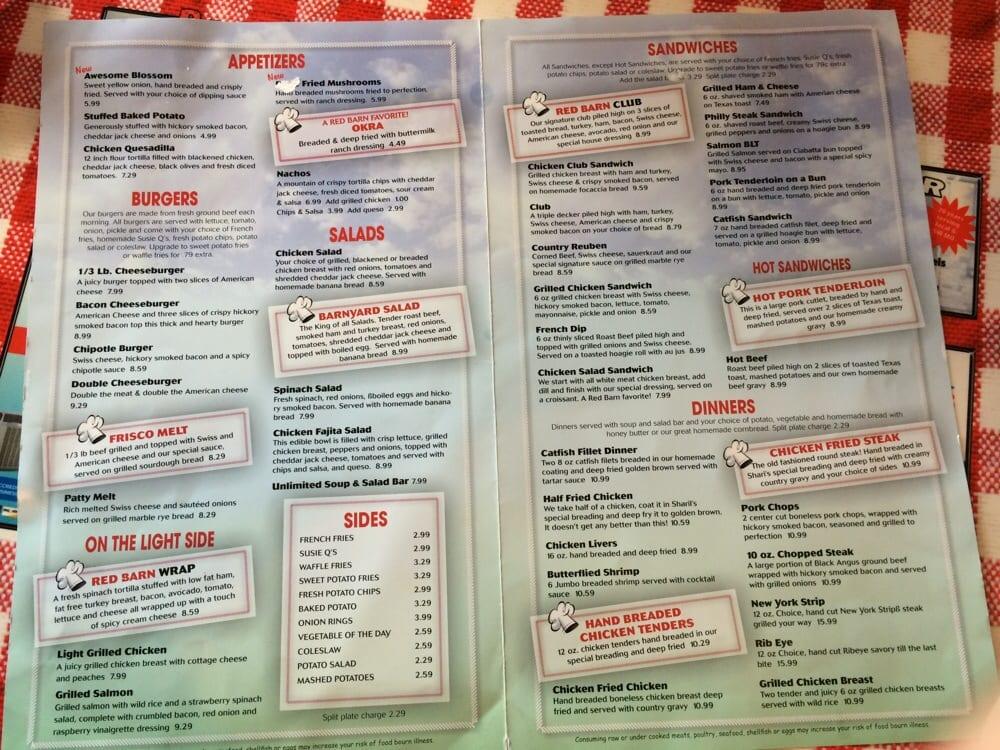 Menu at Red Barn Cafe, Mount Vernon, 107 W Mt Vernon Blvd