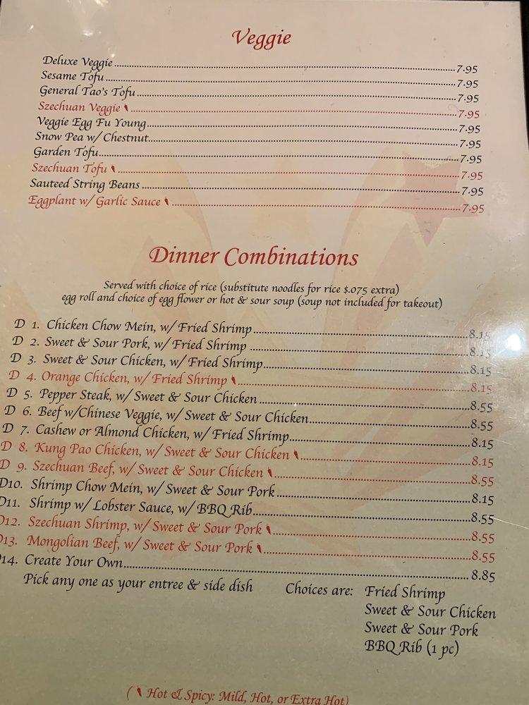 Menu at Rising Star Chinese Eatery restaurant, Albuquerque