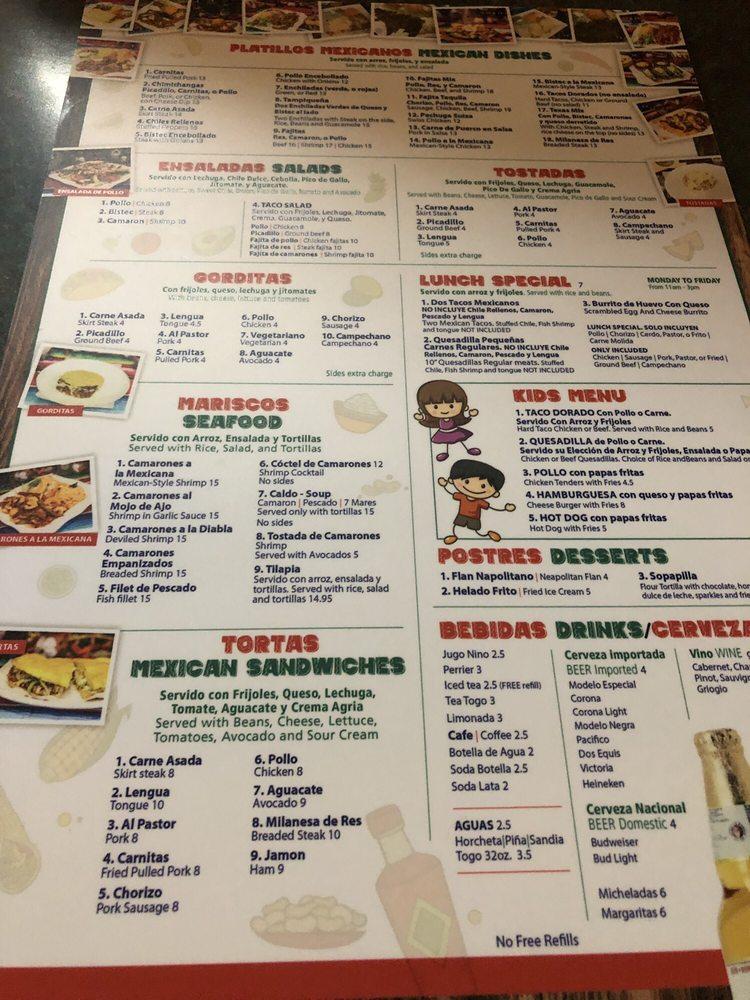 Menu at Taco Lindo restaurant, Naples, Santa Barbara Blvd
