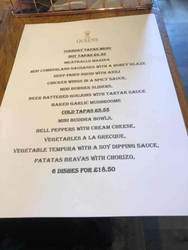 Menu at The Queens at Warwick on Eden pub & bar, Carlisle