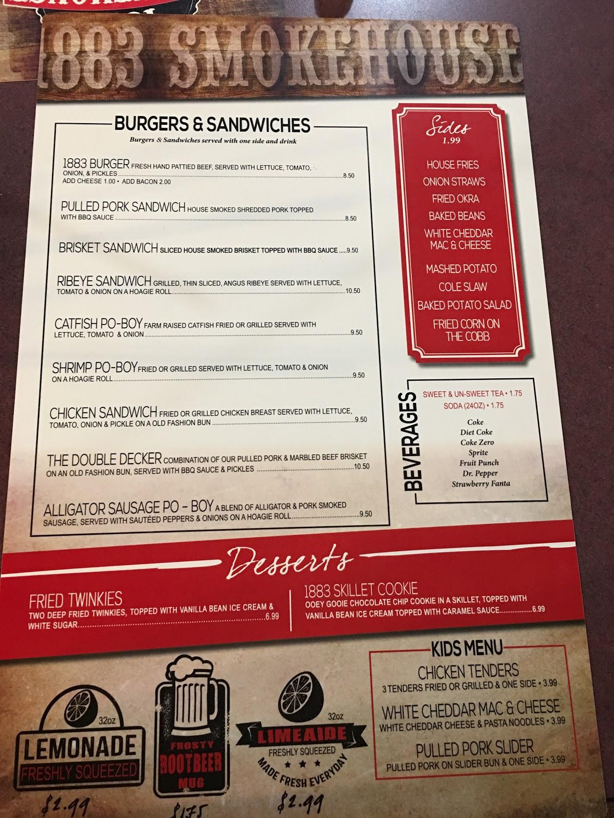 Menu at 1883 Smokehouse - Mobile BBQ, Starkville