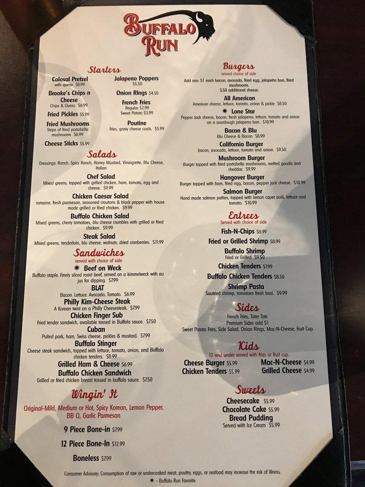 Menu at Buffalo Run pub & bar, Spring