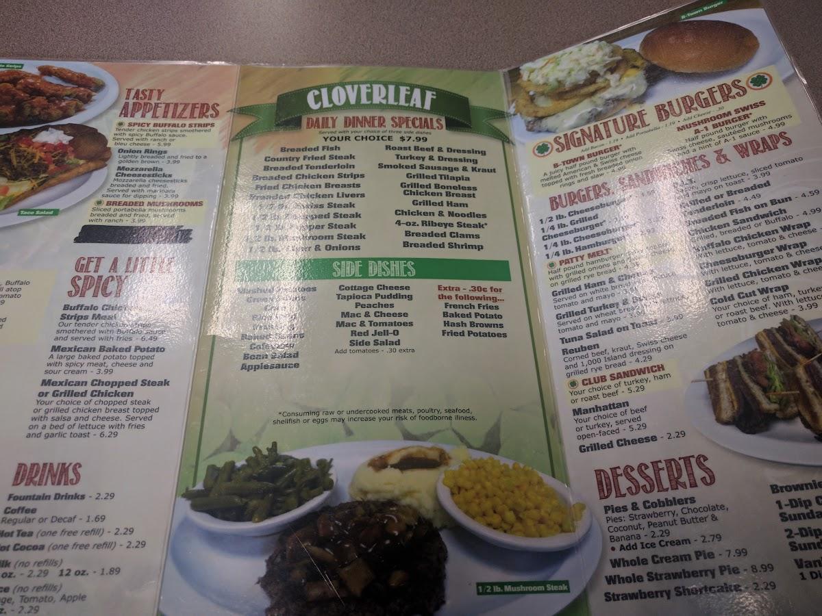 Menu at Cloverleaf South Restaurant, Bloomington