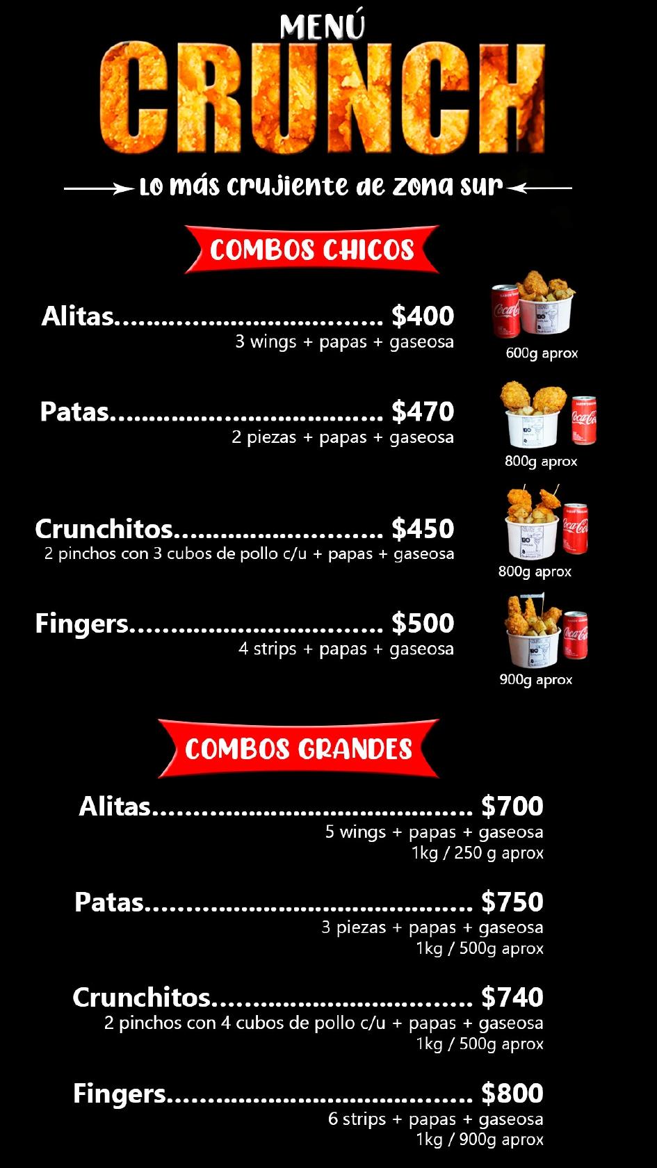 Menu at Crunch restaurant, Ezeiza