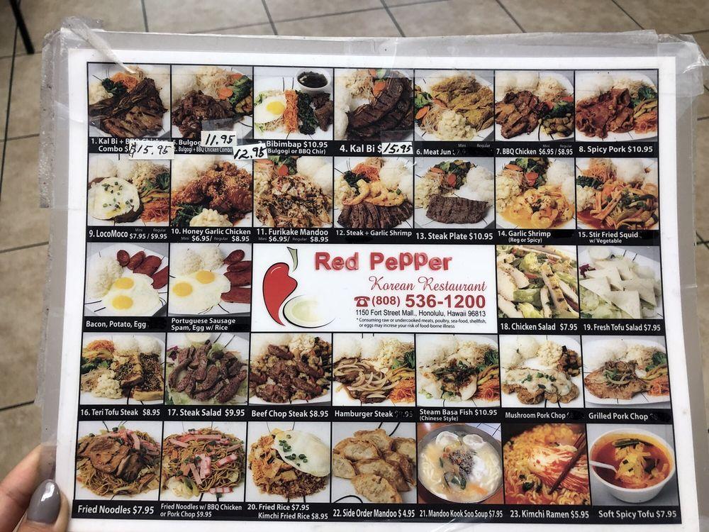 Menu at Red Pepper restaurant, Honolulu