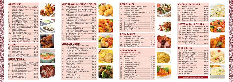 Menu at Shanghai Kitchen Chinese takeaway fast food, Bedford