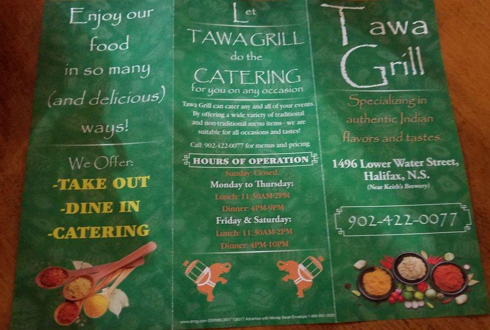 Menu at Tawa Grill restaurant, Halifax