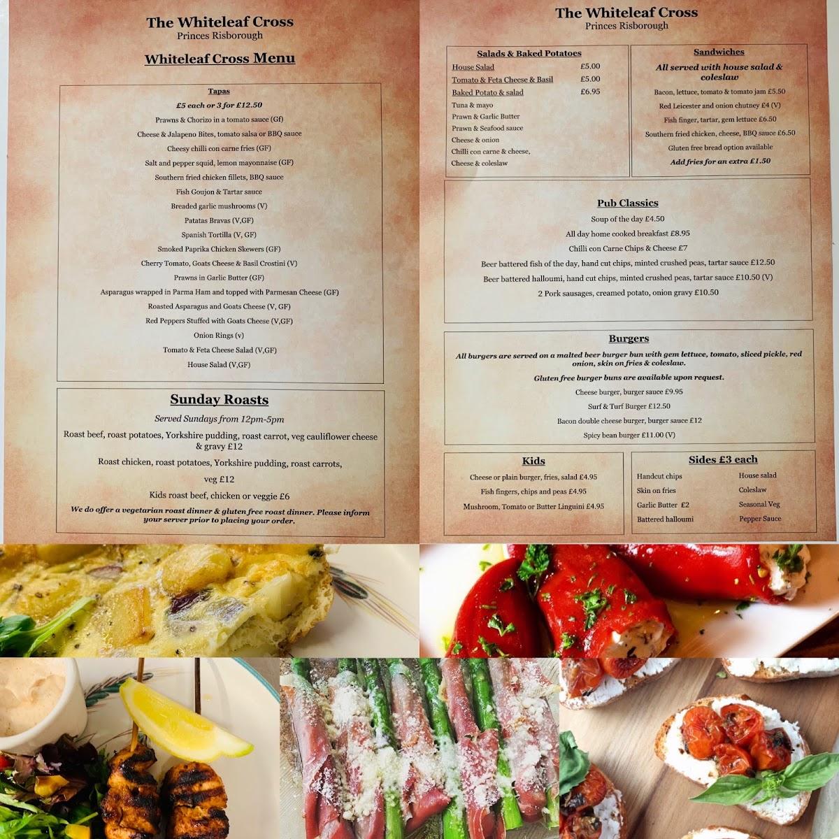 Menu at The Whiteleaf Cross pub & bar, Princes Risborough