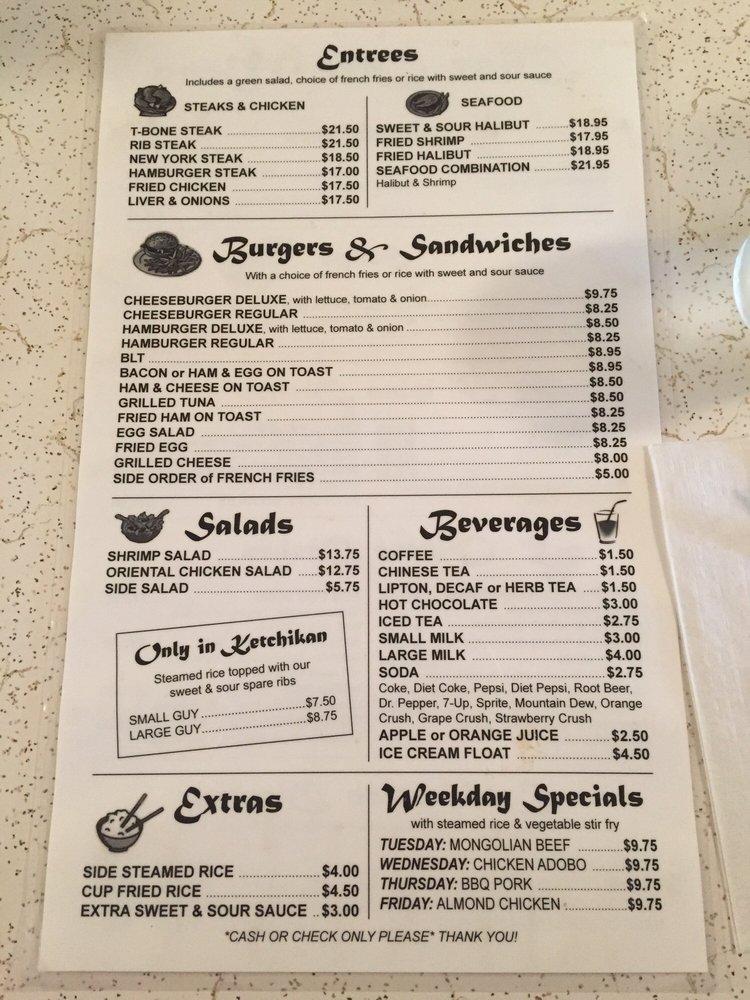 Menu at Diaz Cafe, Ketchikan