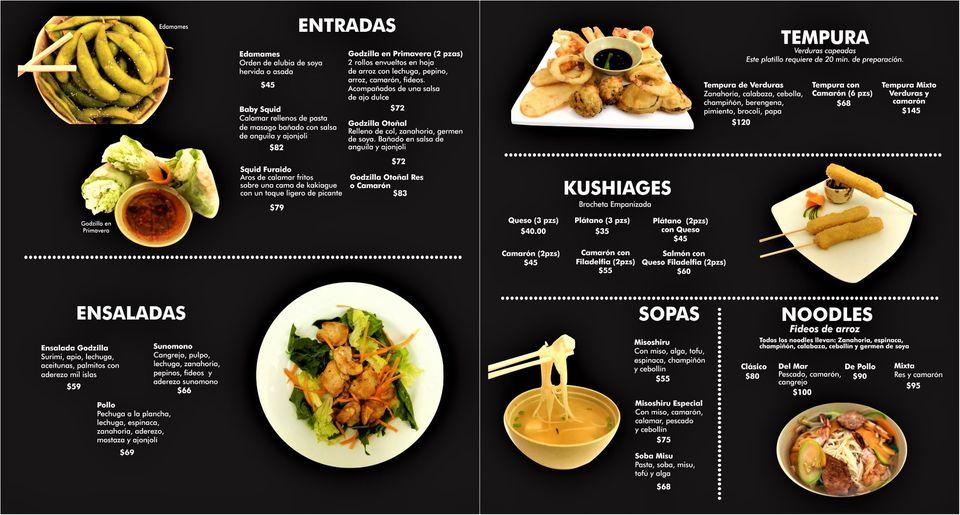 Menu at Godzilla Sushi restaurant, Tequisquiapan, Av. Juárez Pte. 8