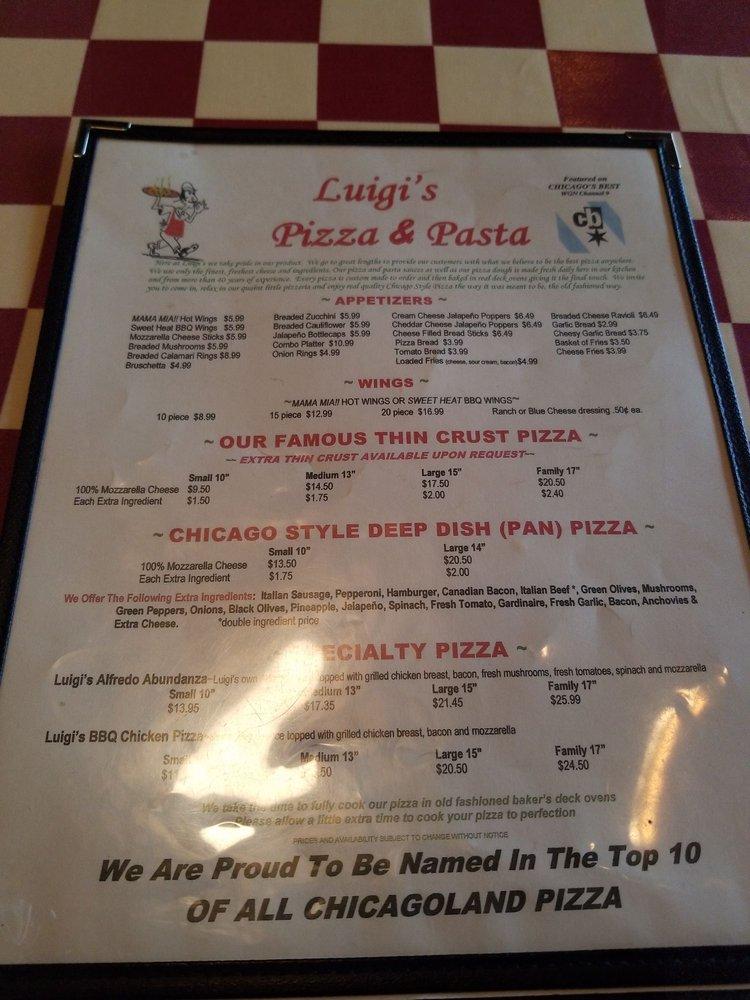 Menu at Luigi's Pizza & Pasta pizzeria, Plainfield, S Lincoln Hwy