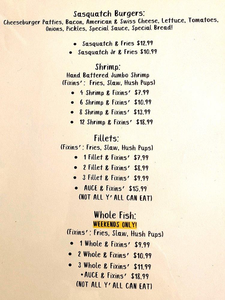 Menu at Taste of Caddo Eatery steakhouse, Jefferson