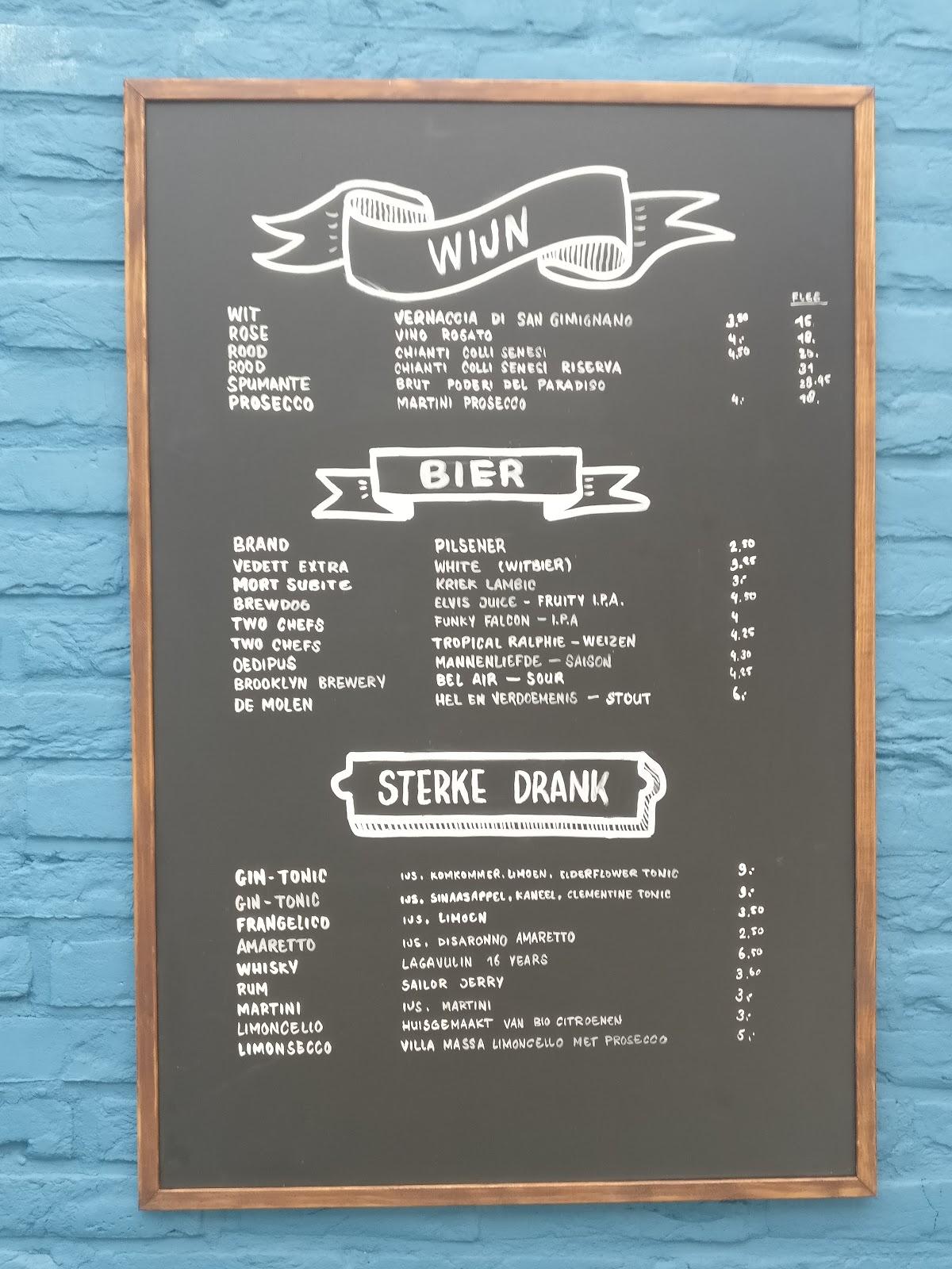 Menu at The Slice of Life, Amstenrade