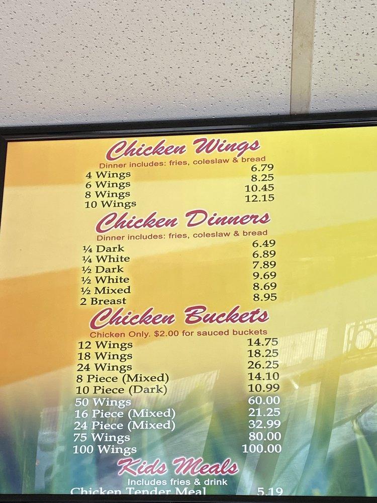Menu at Harold's Chicken Shack restaurant, Chicago, 9151 S Ashland Ave