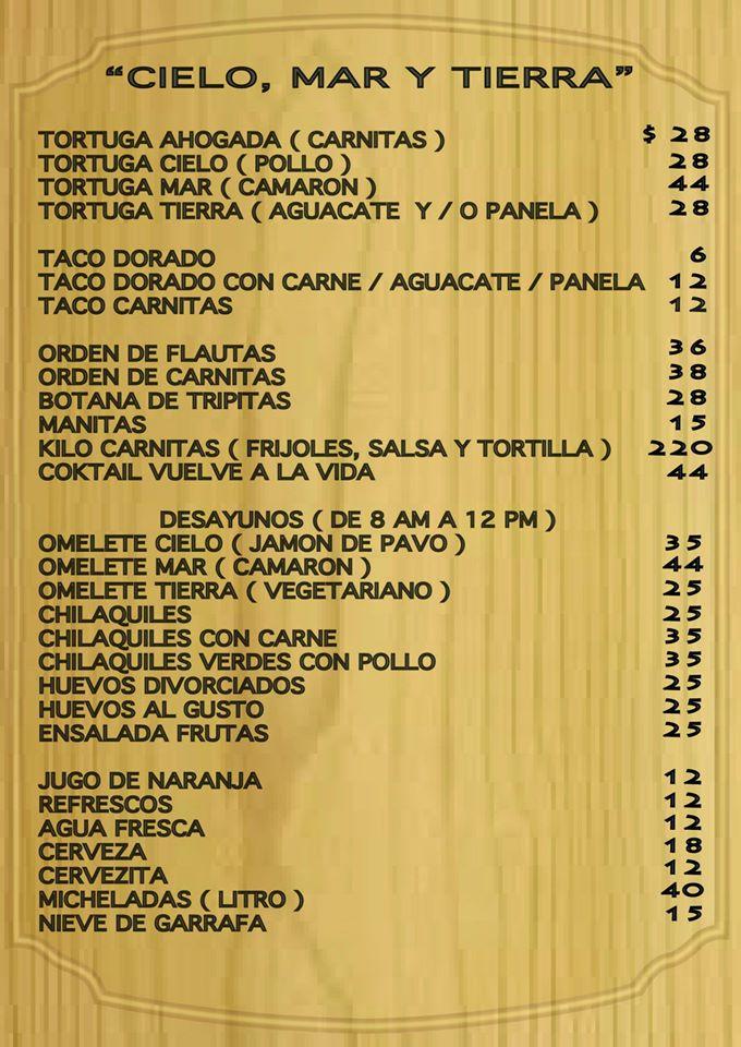 Menu at LAS TORTUGAS AHOGADAS restaurant, Guadalajara, Esq. Jose Gpe ...