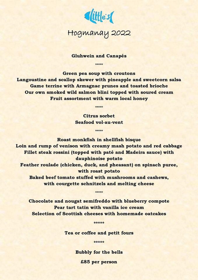 Menu at Little's Restaurant, Blairgowrie