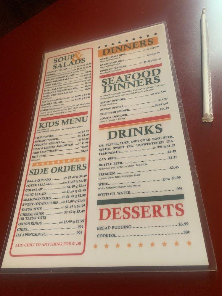 Menu at Fat Daddy's restaurant, Plaquemine