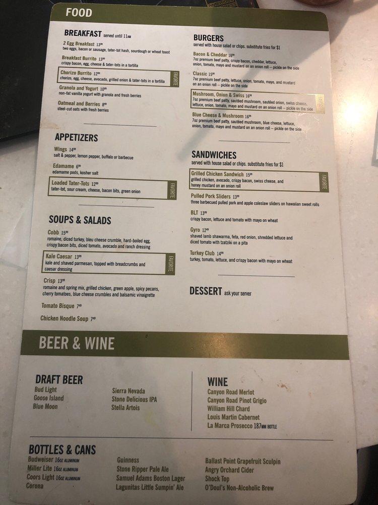 Menu at Gateway Bar, Sacramento