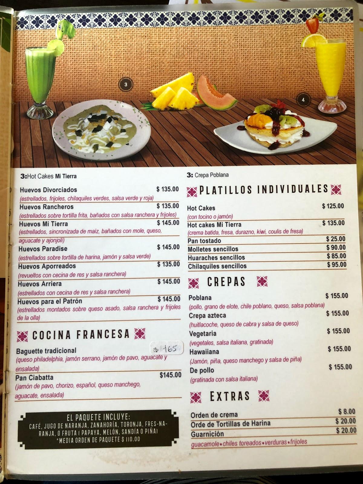 Menu at Mi Tierra cafeteria, Mexico City, Fernando Iglesias Calderón 24